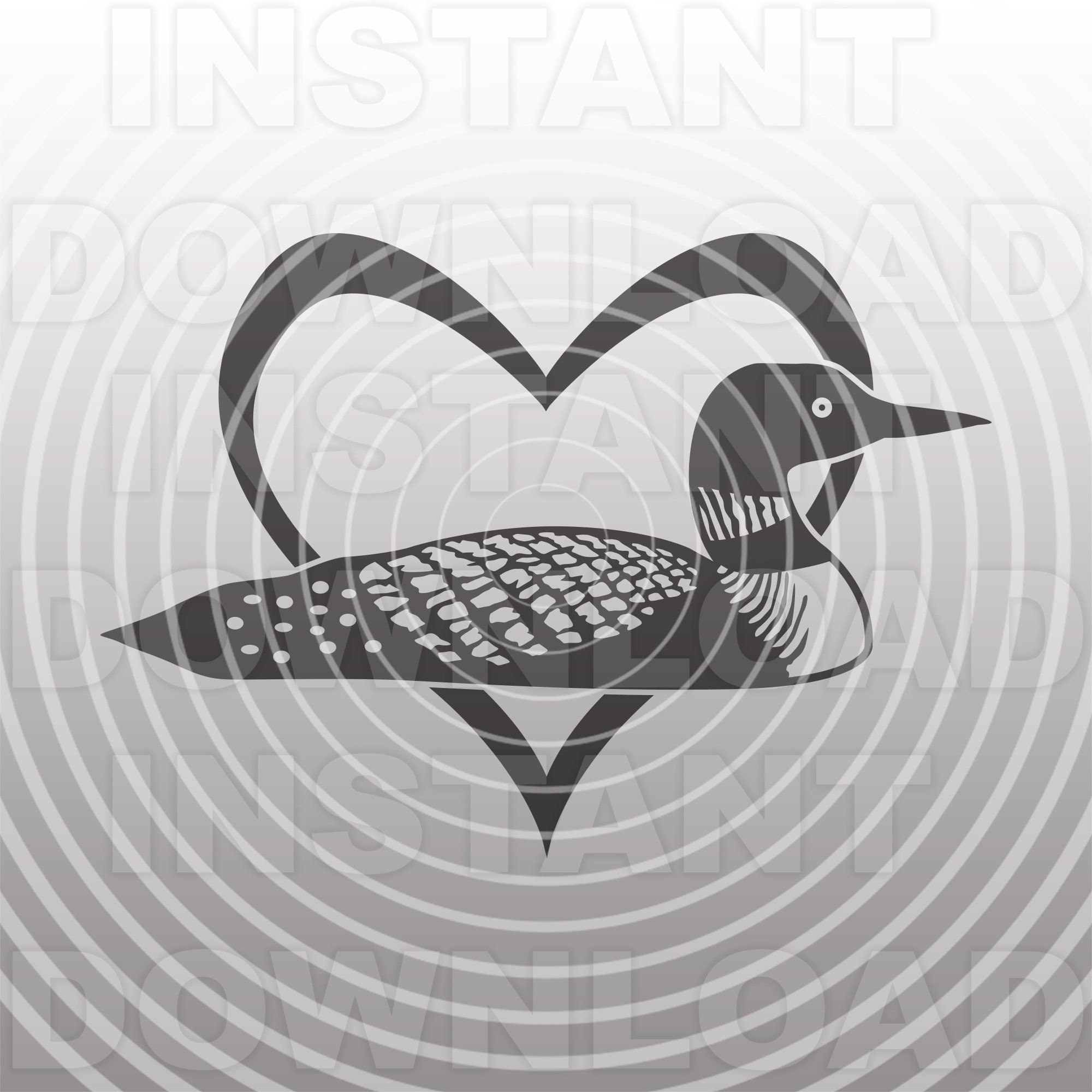 Loon SVG Fileloon Silhouette SVG Fileloon With Heart | Etsy