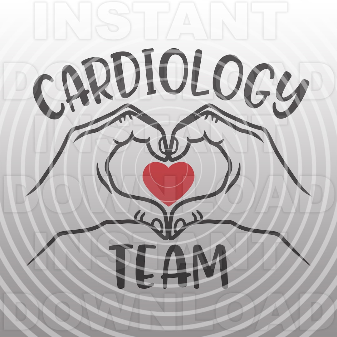 Cardiology Team With Heart Hand Sign SVG File,cardiac Nurse Svg ...
