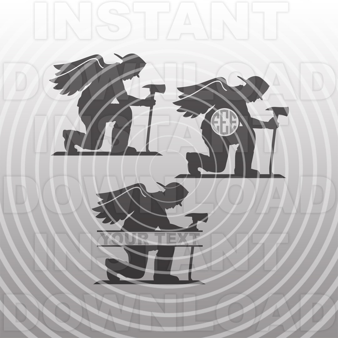 Firefighter Fireman Angel Kneeling SVG File,firefighter Memorial SVG ...