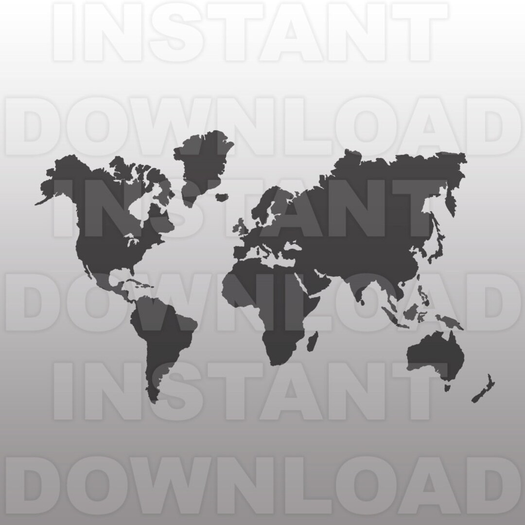 World Map SVG File Cutting Template-vector Clip Art for Commercial ...