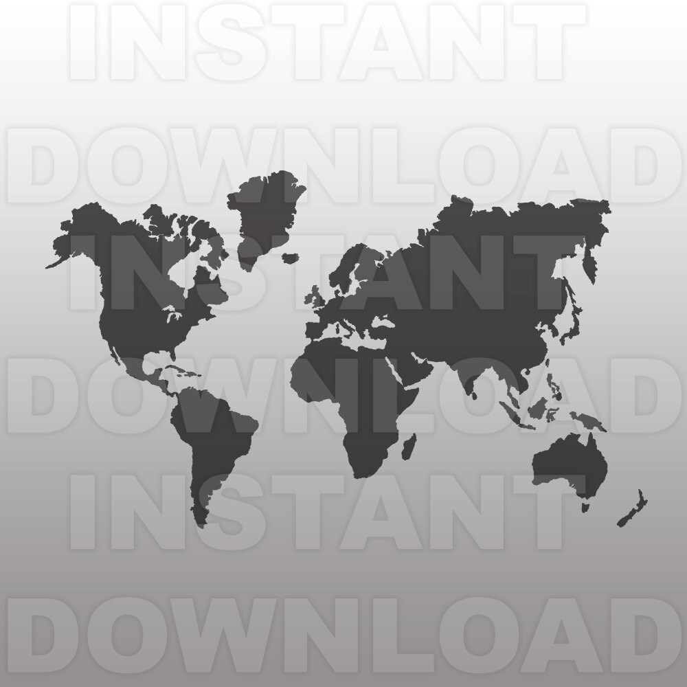 World Map SVG File Cutting Template-vector Clip Art for | Etsy