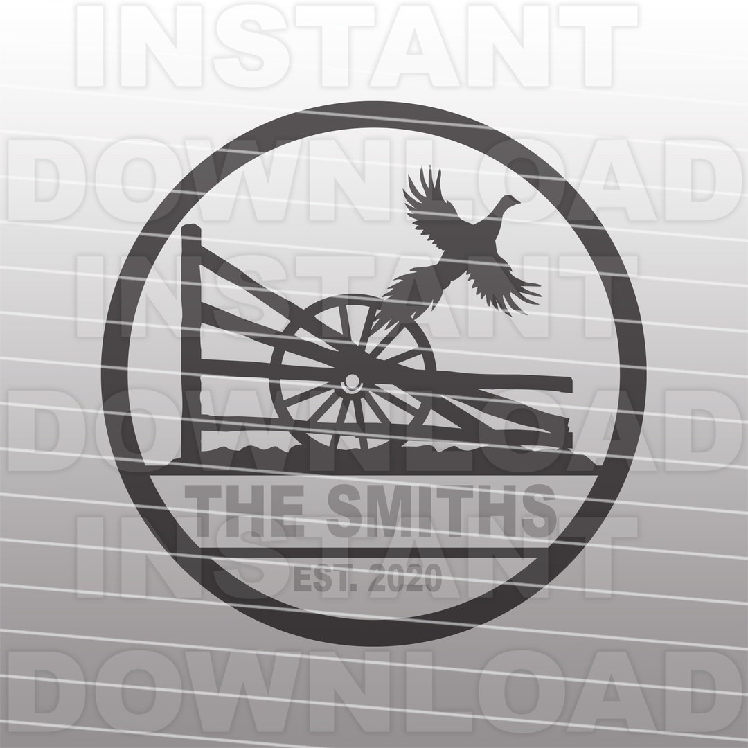 Pheasant With Wagon Wheel Scene SVG File,mailbox Family Monogram Sign ...