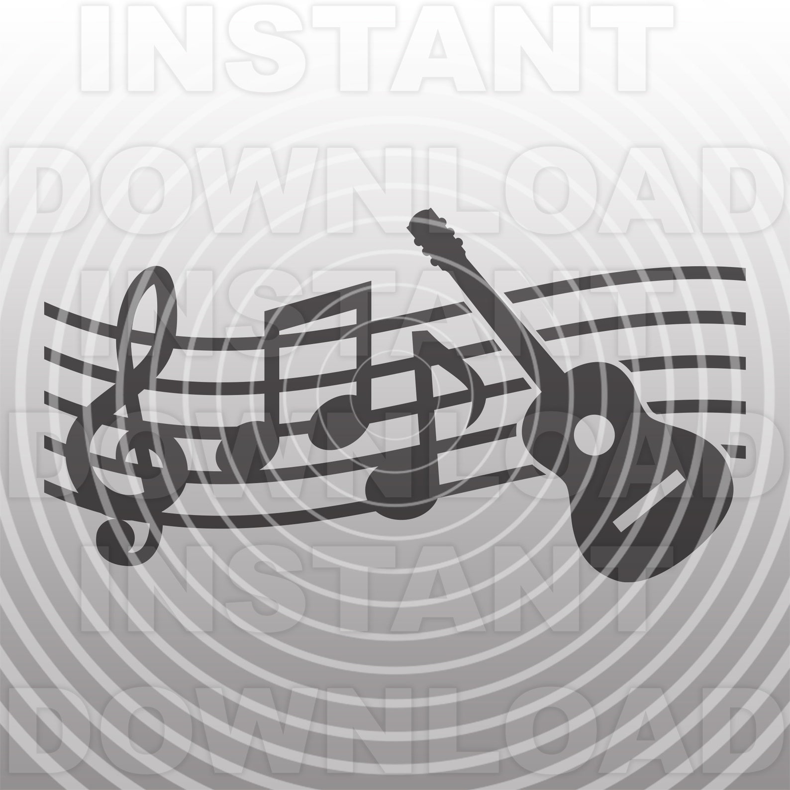 Guitar SVG Filemusic Notes Svgguitarist Svgrock Band - Etsy