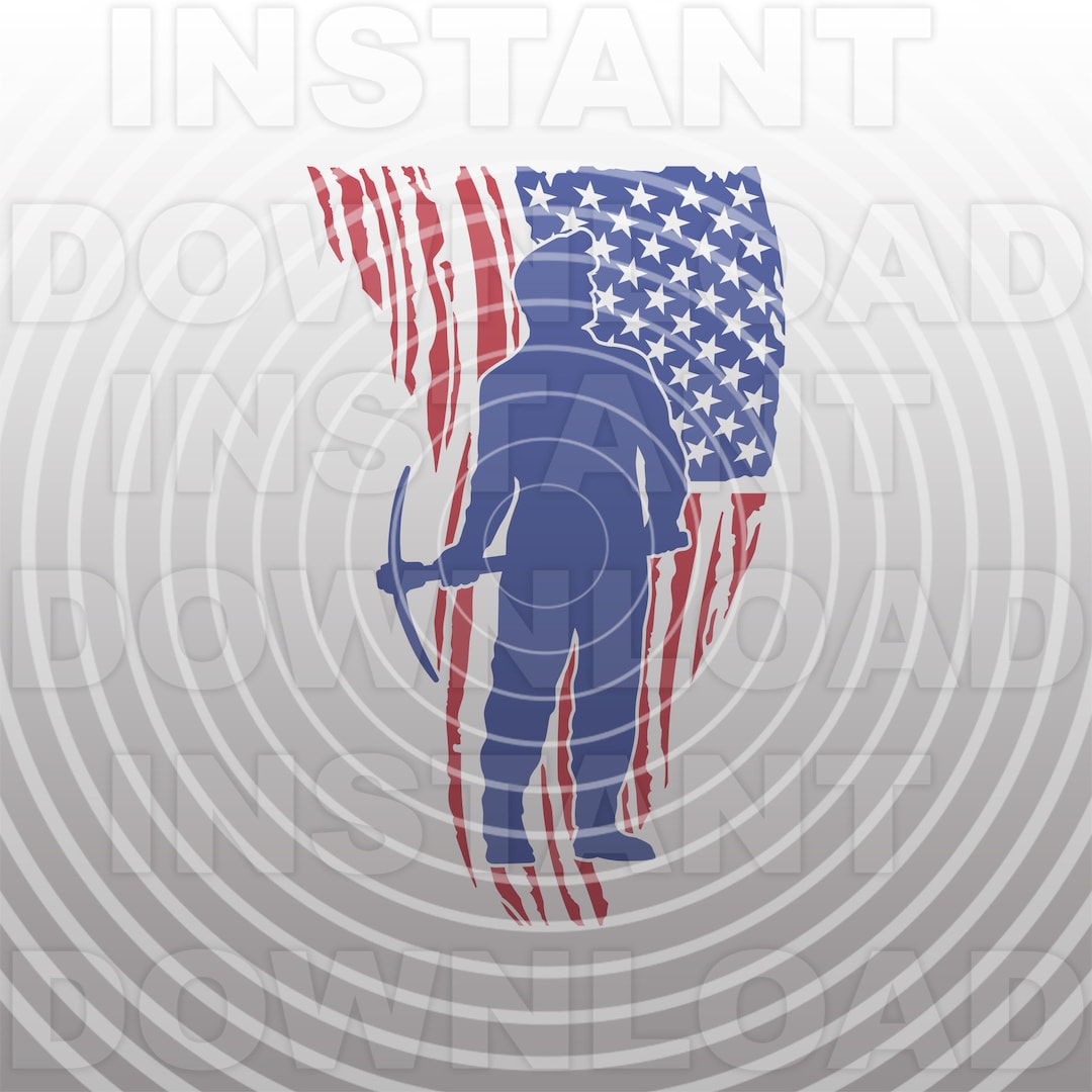 Coal Miner Patriotic Tattered Distressed USA Flag SVG File -commercial ...