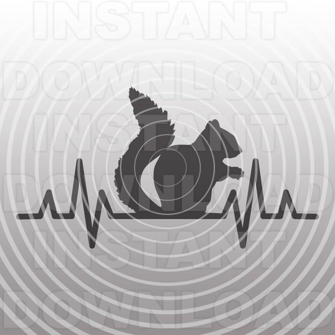 Heartbeat Squirrel SVG File,squirrel Hunting Svg -vector Art Commercial ...