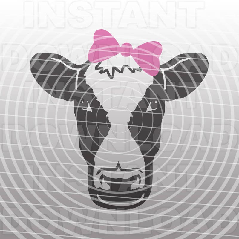 Cow With Bow Svg - Etsy
