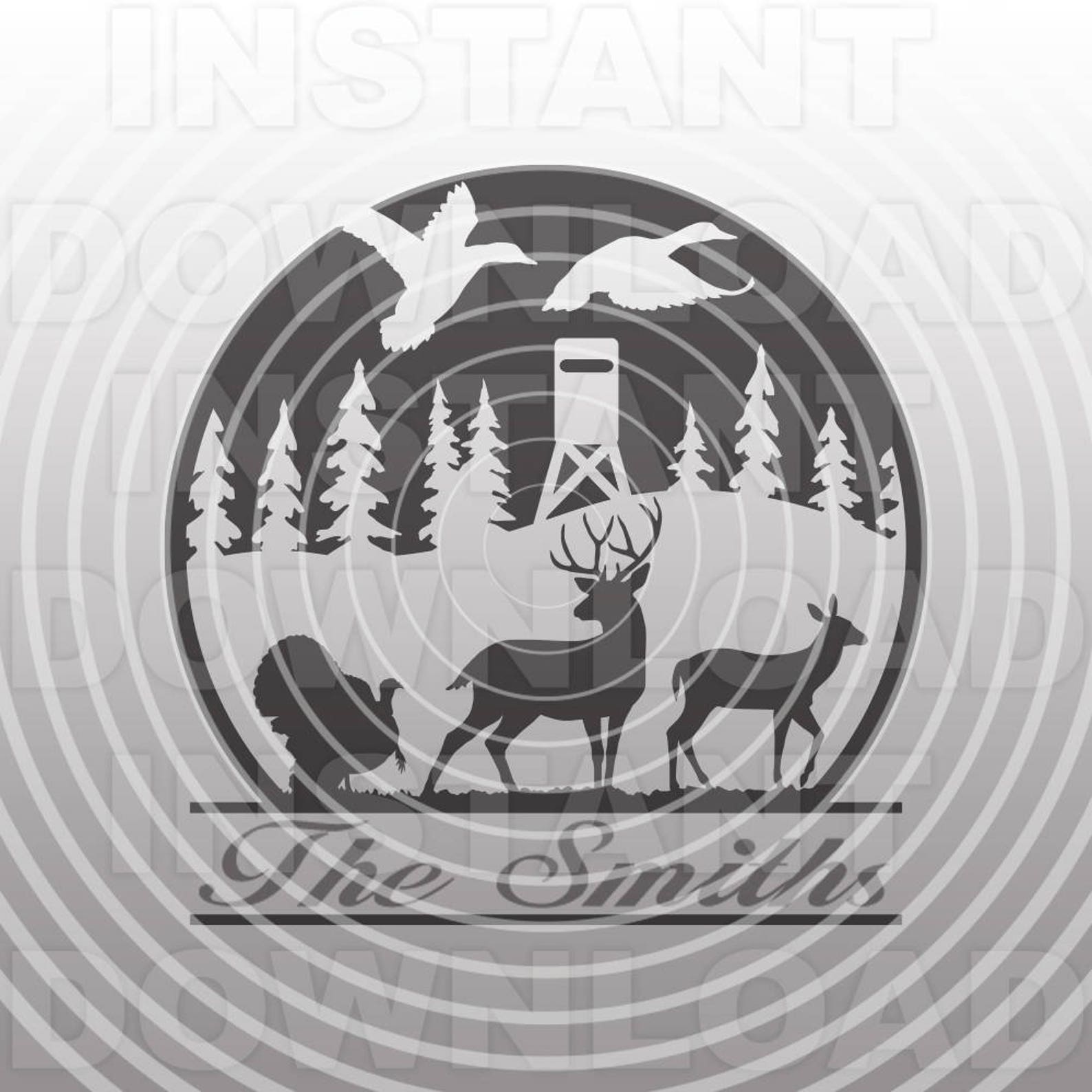 Hunting Monogram SVG File,buck SVG File,turkey SVG File-vector Clip Art ...