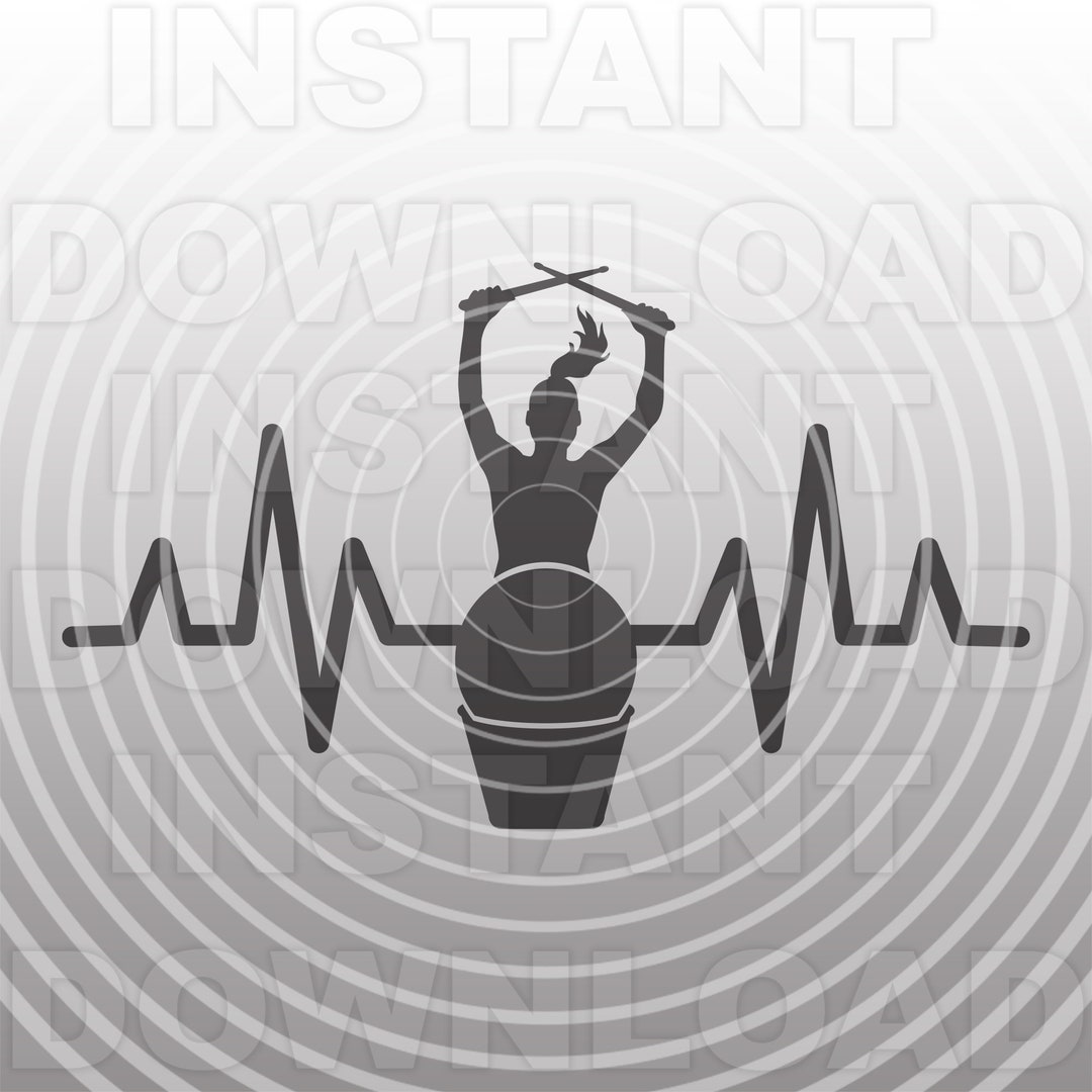 Heartbeat EKG Pulse Cardio Drummer SVG File,cardio Drumming Class SVG ...