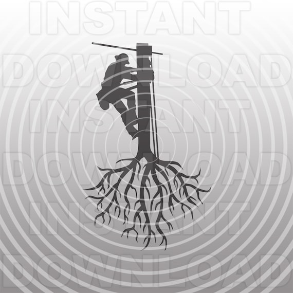 Lineman Climbing With Tree Roots SVG Fileelectrical Lineman | Etsy UK