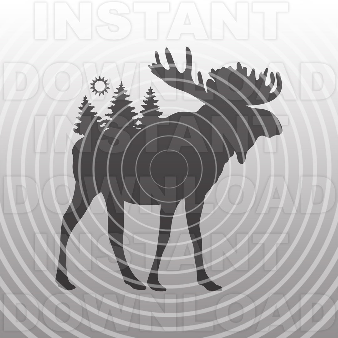 Moose SVG File,moose Silhouette Svg,pine Forest Svg,woodland Animal Svg ...