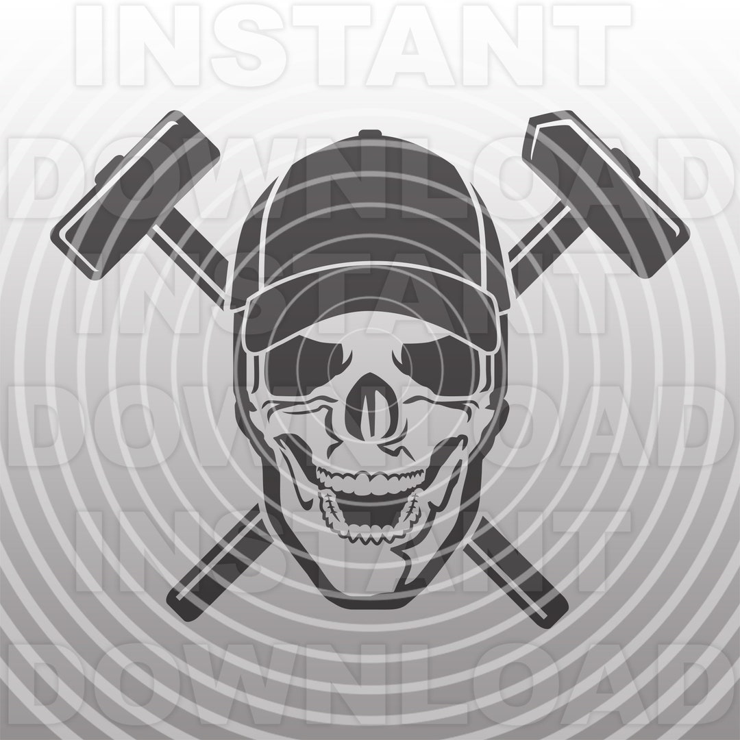 Construction Steelworker Skull SVG File,crossed Sledgehammers Svg ...