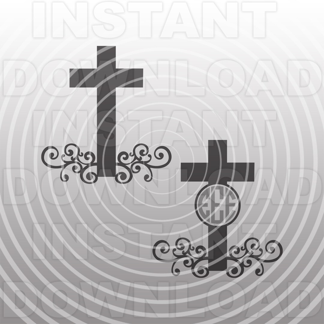 Fancy Flourish Filigree Cross SVG File,memorial Cross Monogram SVG ...