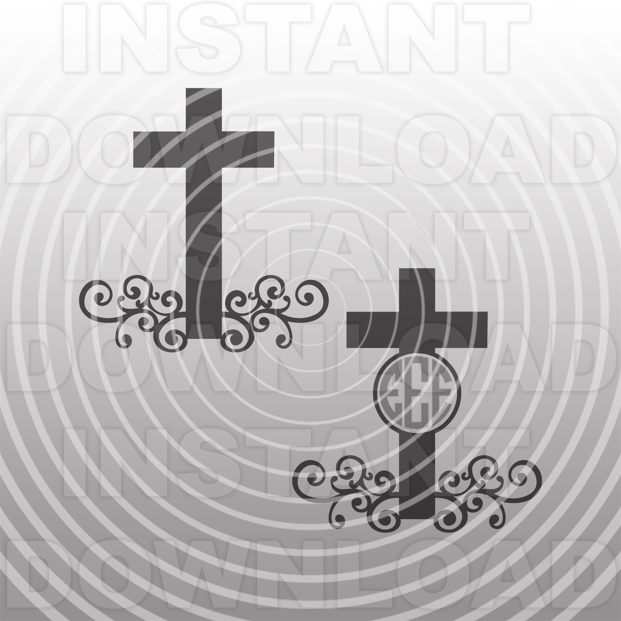 Fancy Flourish Filigree Cross SVG File,memorial Cross Monogram SVG ...