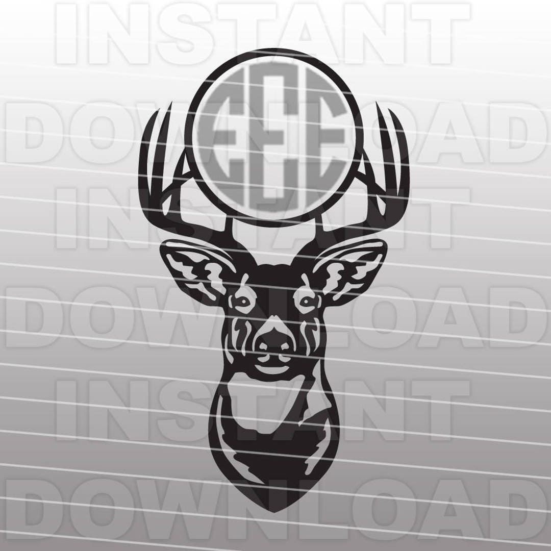 Buck Head Deer Hunting Monogram SVG File Cutting Template-silhouette ...