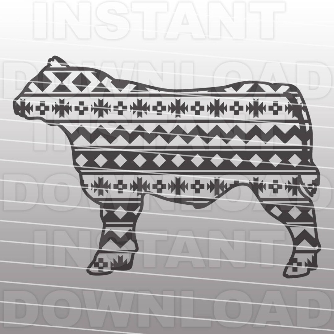 Bull With Aztec Pattern SVG File,cow SVG File,livestock SVG File-vector ...