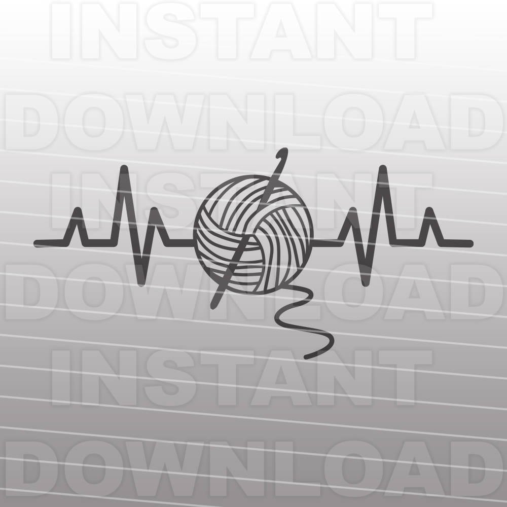 Crochet EKG SVG File,crochet Hook Svg,crochet Heartbeat Svg,yarn Svg ...