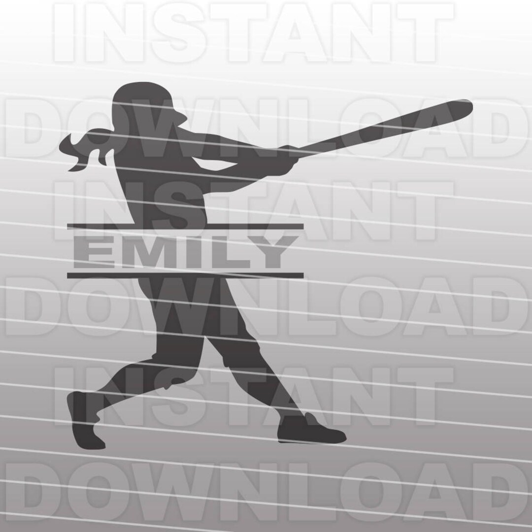 Softball Batter SVG File,split Monogram SVG -for Commercial & Personal ...