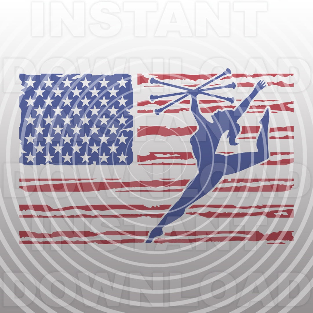 Distressed USA Flag Majorette Baton Twirling SVG File,dance Gymnastics ...