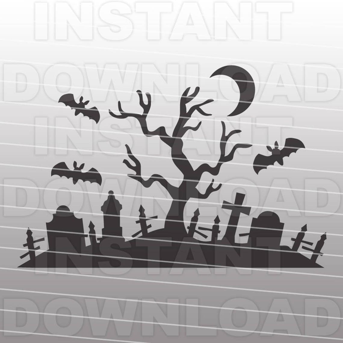 Halloween Cemetary SVG File Cutting Template-vector Clip Art for ...