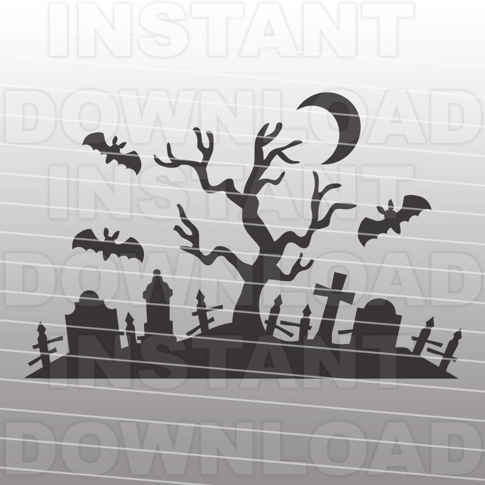 Halloween Cemetary SVG File Cutting Template-Vector Clip Art | Etsy