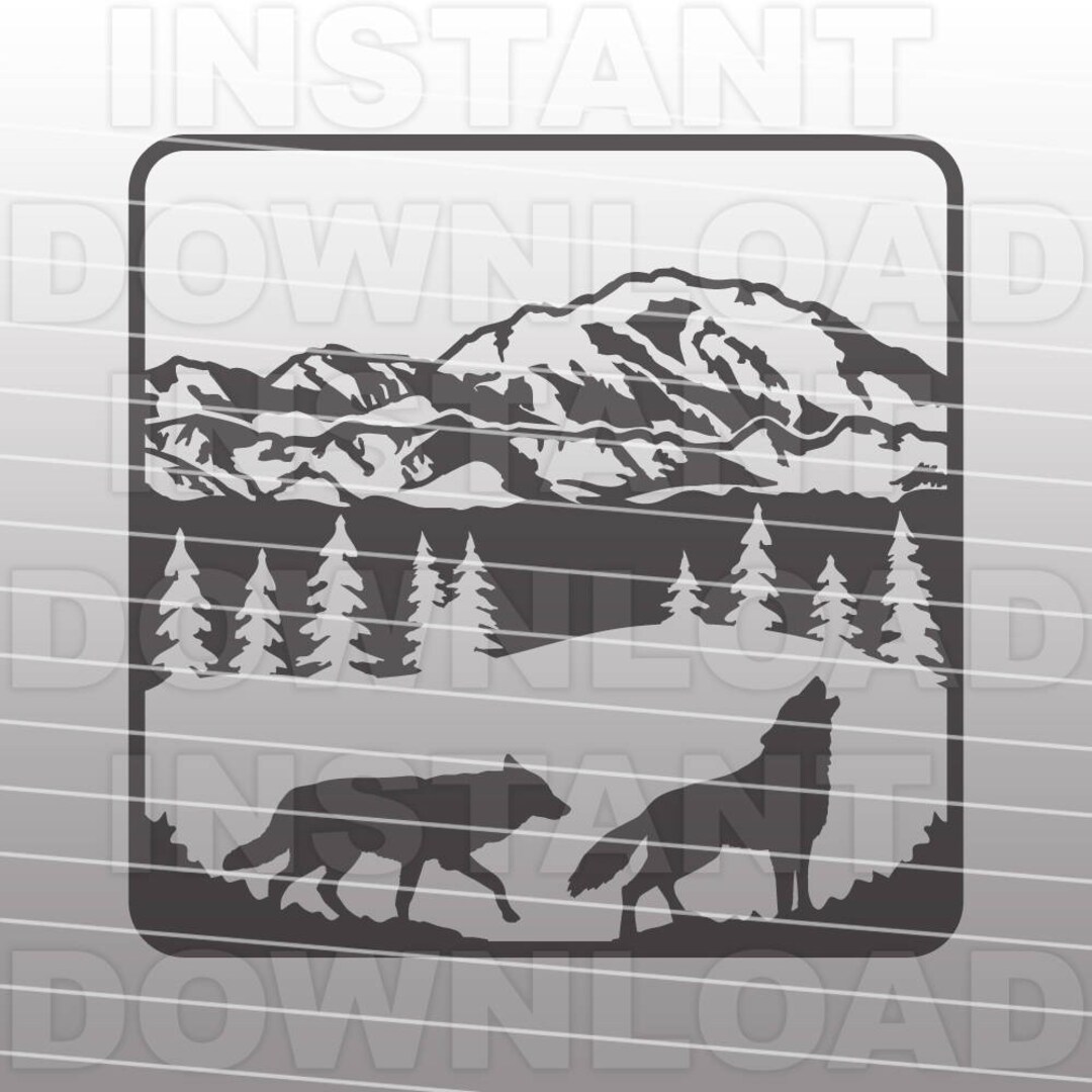 Wolf Mountain Scene SVG File,wolf SVG File,wolves SVG File-vector Clip ...
