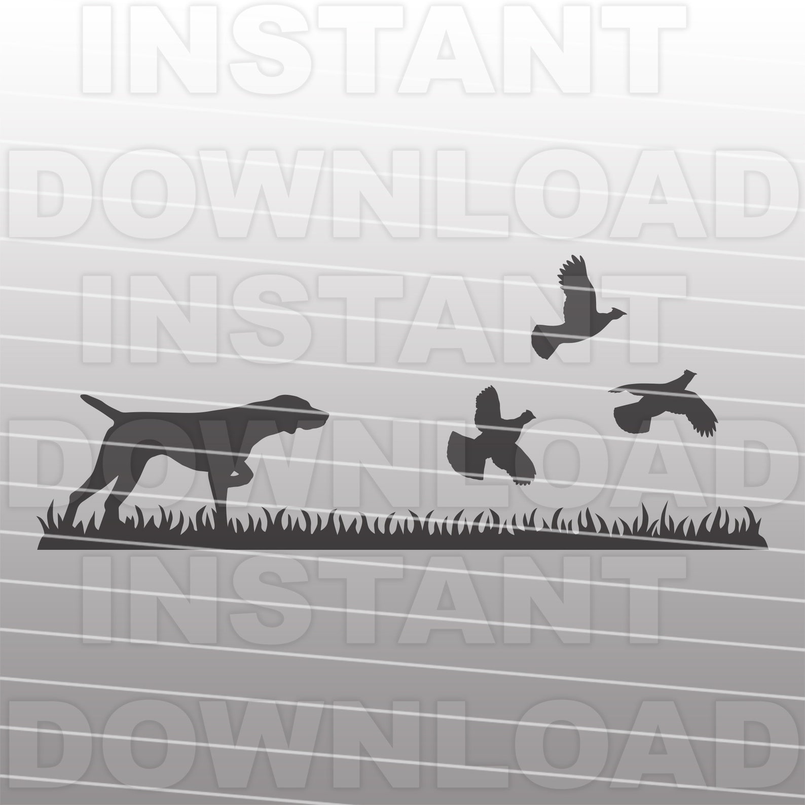 German Shorthair Pointer Pointing at Grouse SVG File,bird Dog Grouse ...