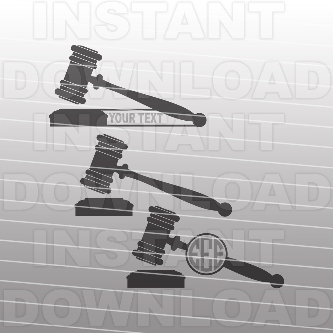 Gavel Monogram SVG Filejudge Gavel Svgauction Svgauctioneer - Etsy
