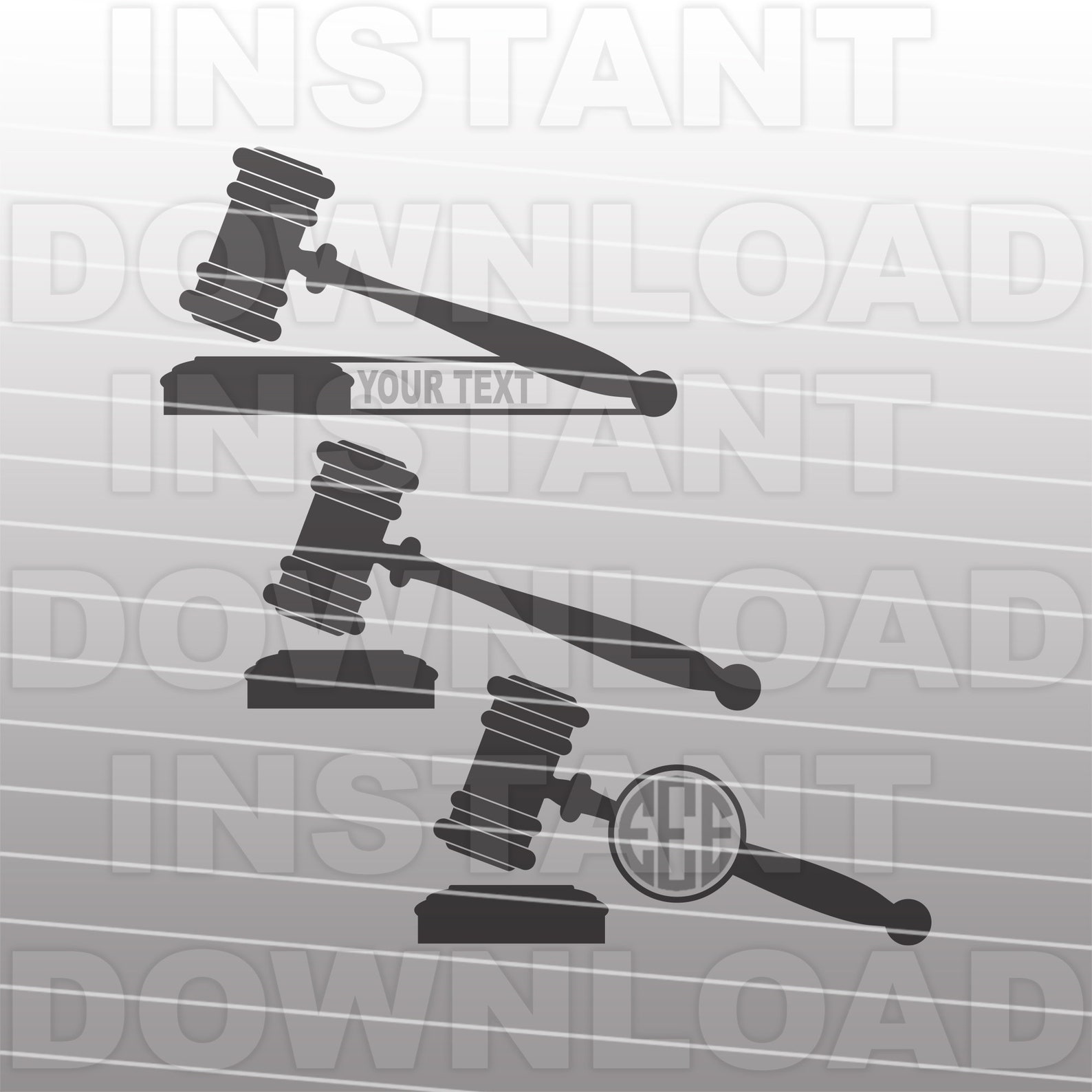 Gavel Monogram SVG Filejudge Gavel Svgauction Svgauctioneer - Etsy