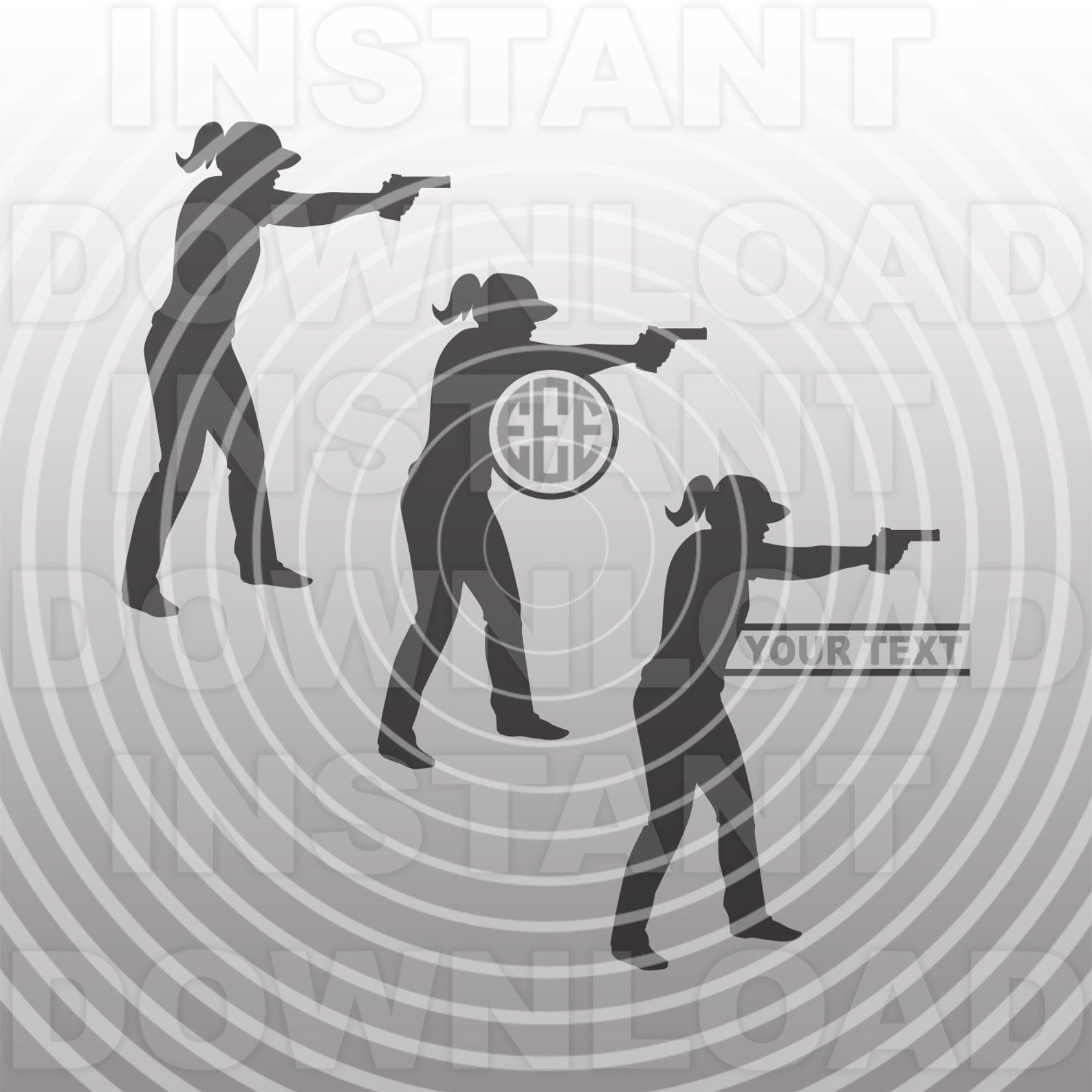 Woman Shooting Handgun SVG File,female Shooting Pistol Svg -vector Art ...