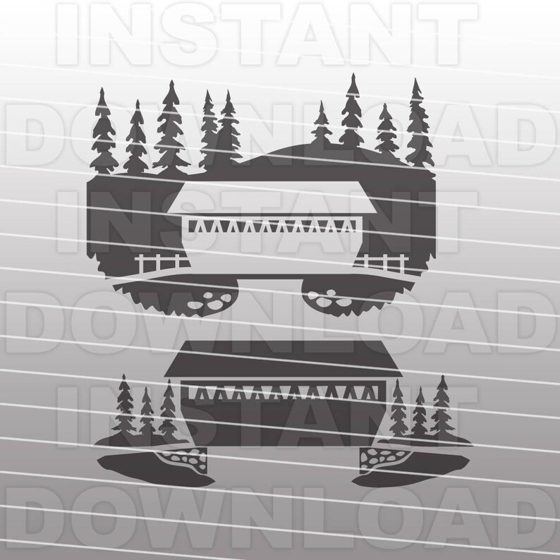 Covered Bridge SVG File vector Clip Art for Commercial & - Etsy