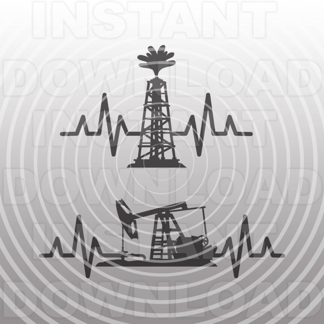 Heartbeat Oil Drilling SVG File,oil Derrick Svg,roughneck Svg,oil Rig ...