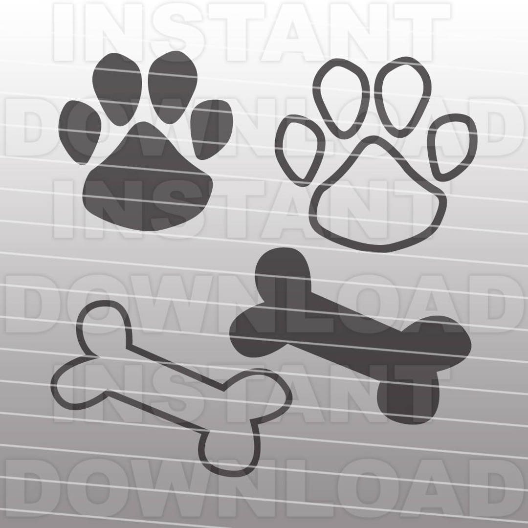 Paw Print SVG File-dog Bone Svg-dog Paw Svg-cutting Template-vector ...