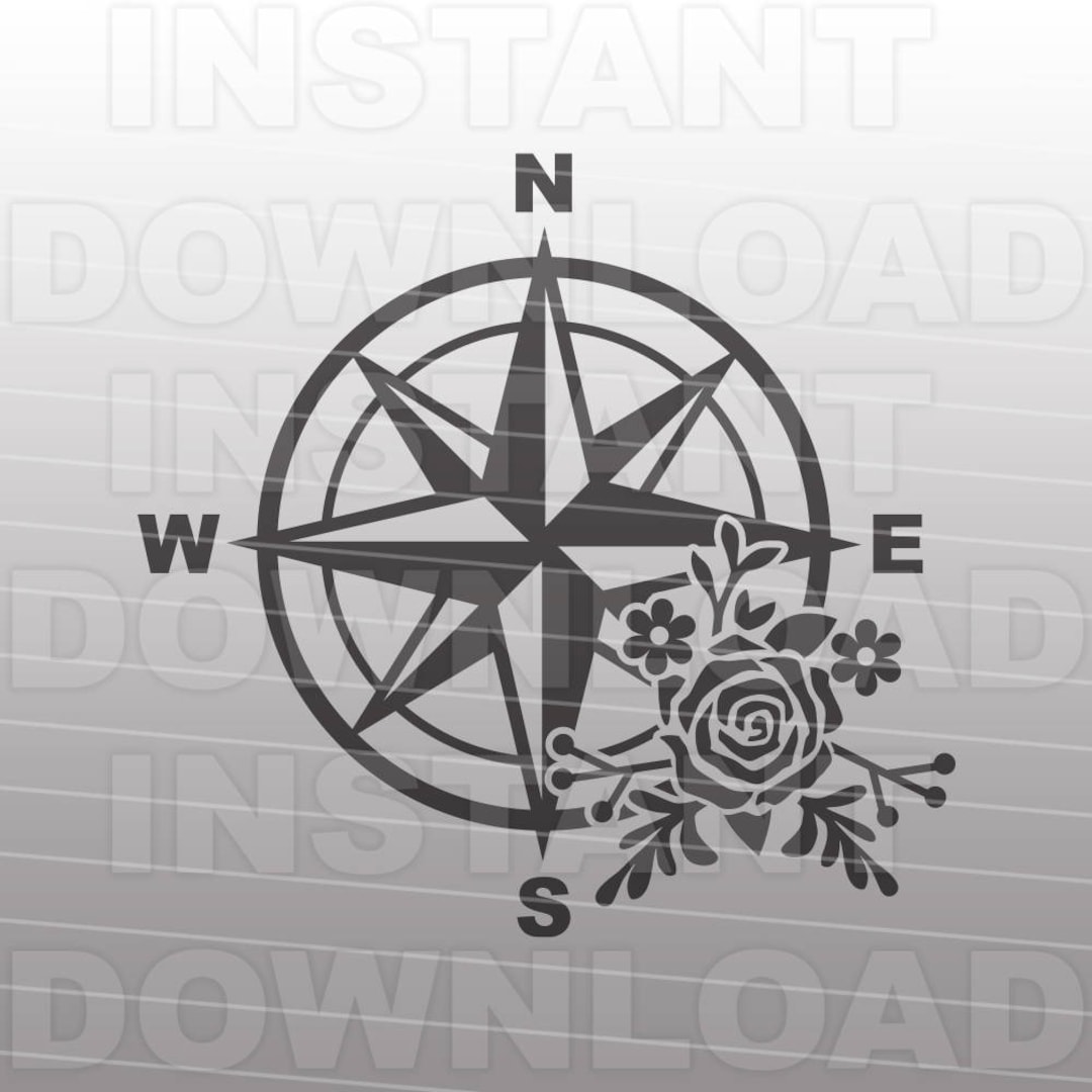 Floral Compass Rose SVG File,travel Adventure SVG File -vector Art for ...