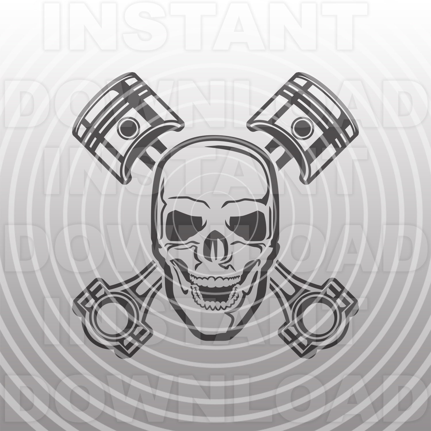 Crossed Pistons Mechanic Skull SVG File,car Racing SVG -vector Art ...