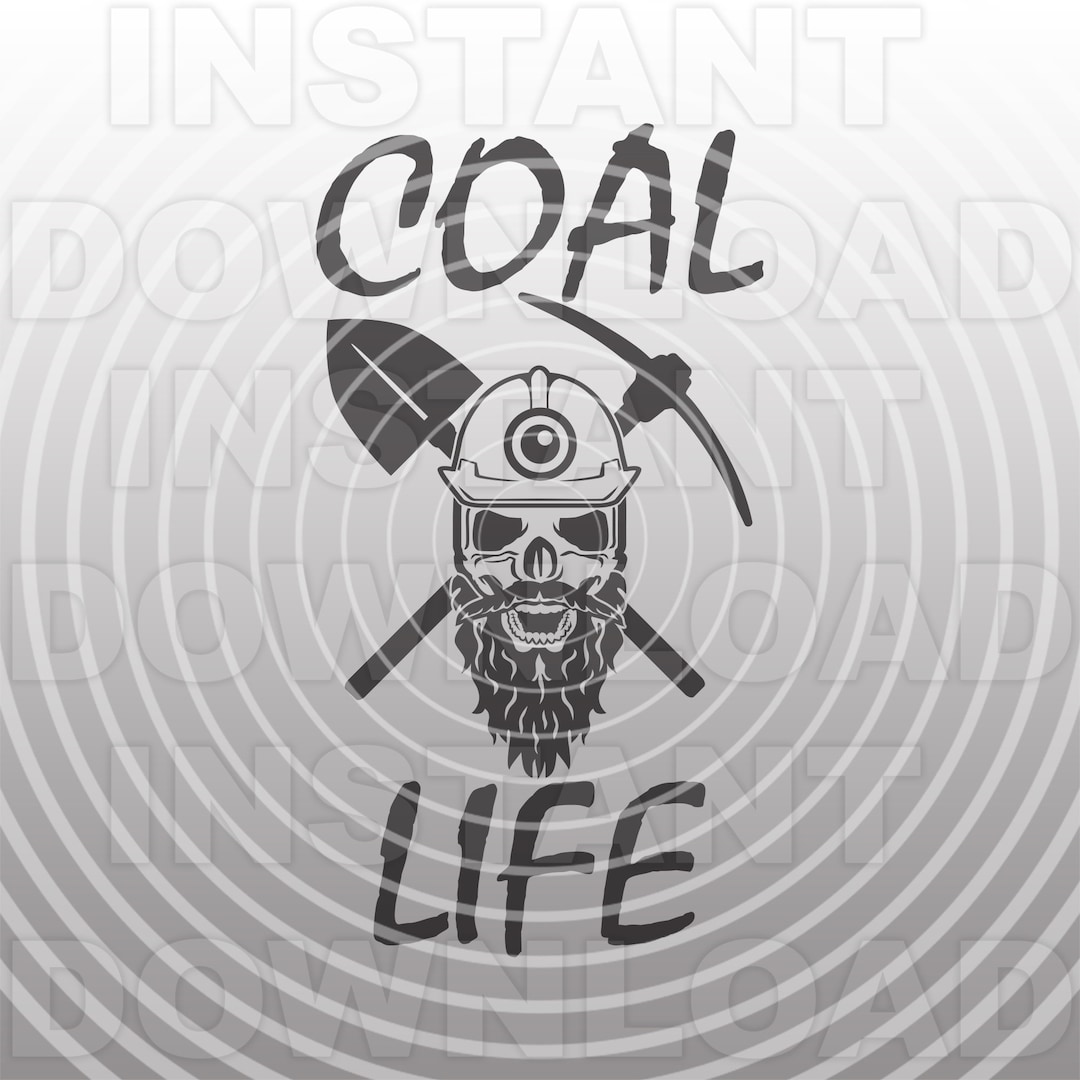 Coal Life Miner Skull With Beard SVG File,coal Mining SVG -vector ...