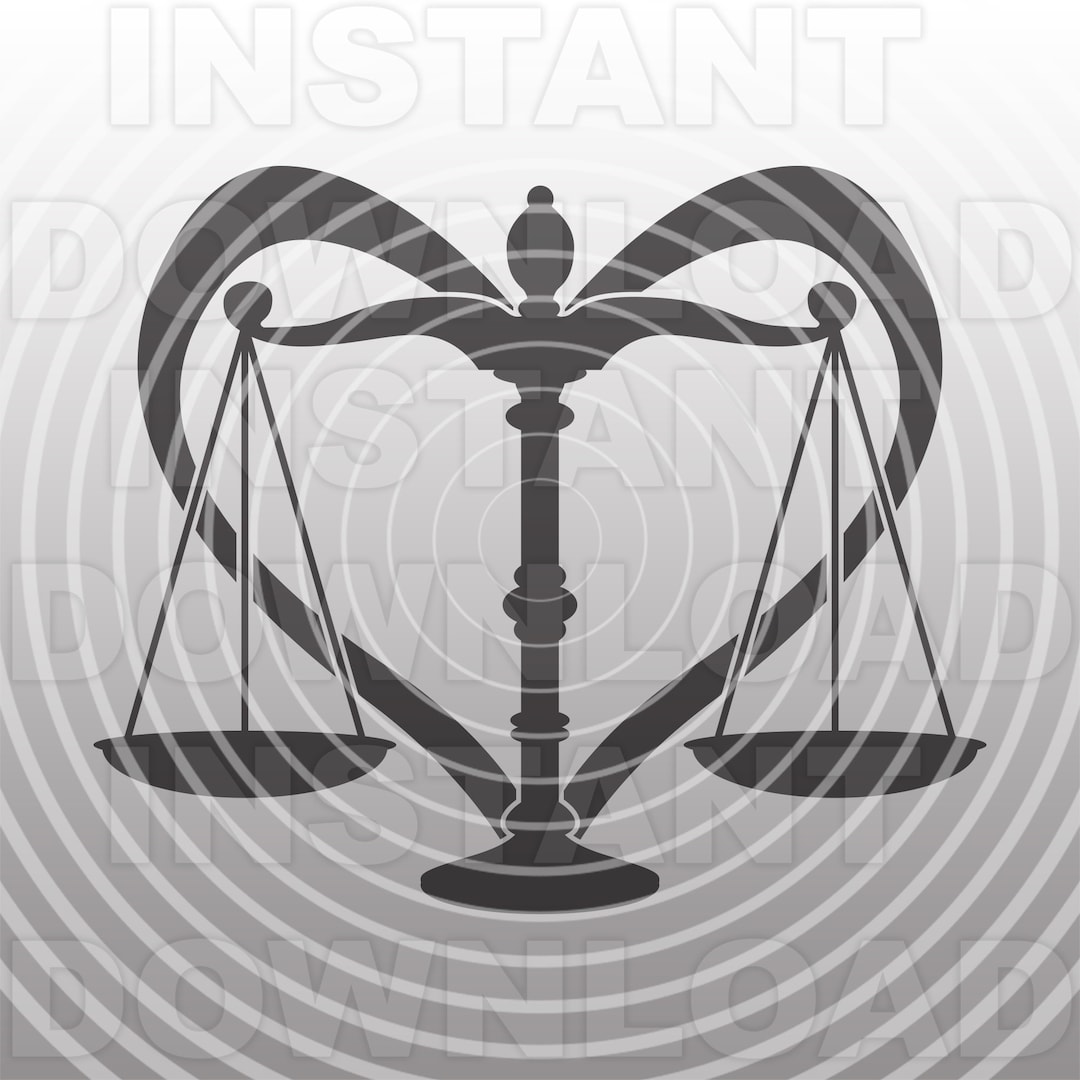 Attorney Lawyer Scales of Justice Within Heart SVG File -vector Art ...