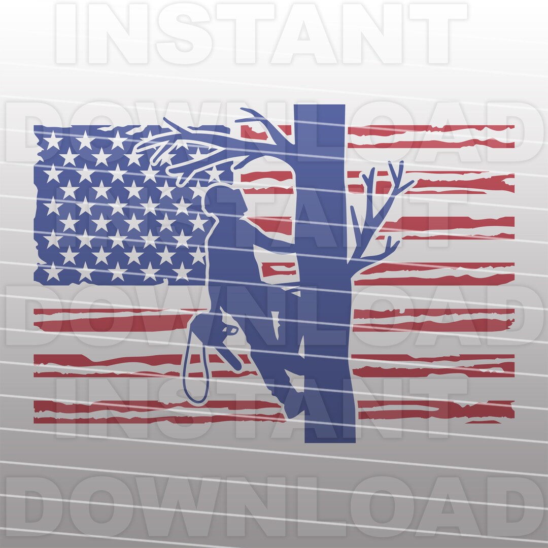 USA Tree Trimmer With Chainsaw SVG File,tree Trimmer With USA Flag Svg ...