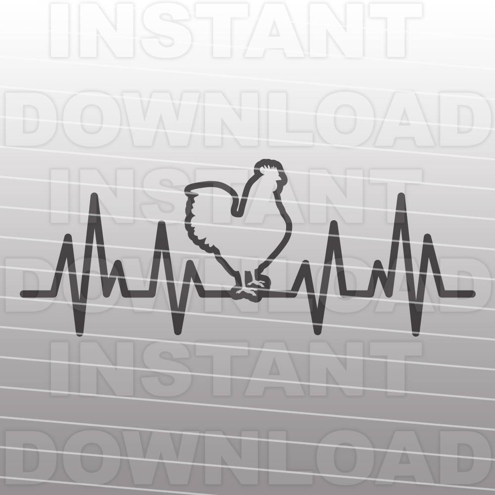 Chicken With Heartbeat SVG File Rooster SVG File commercial - Etsy