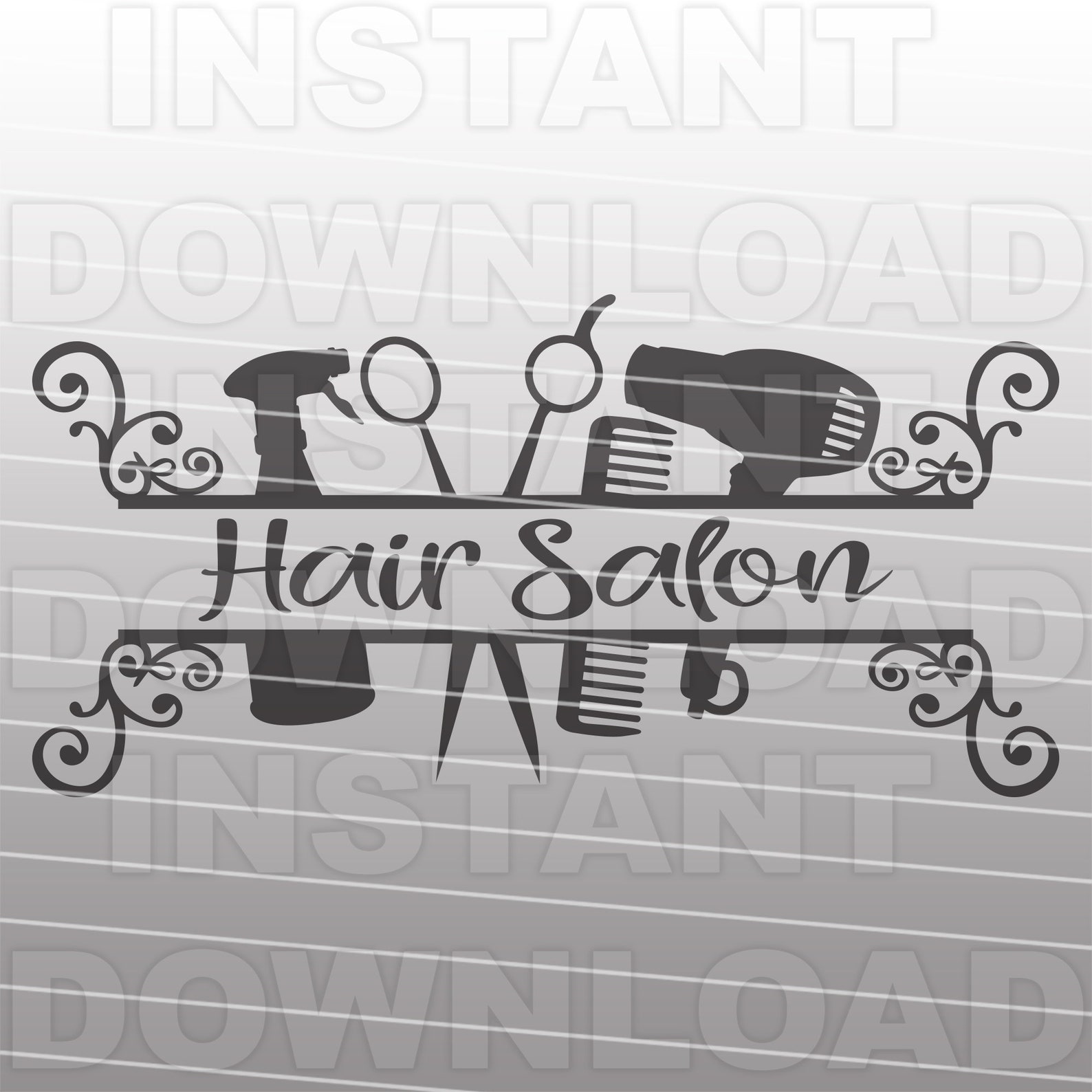 Fancy Script Hair Salon Logo SVG File,hairstylist SVG -vector Clipart ...