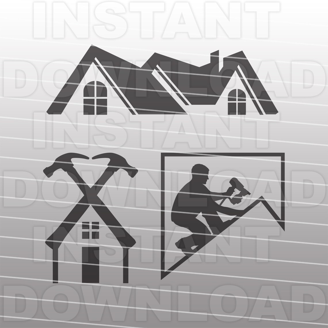 Roofing Logo Bundle SVG File,roofer on Roof Svg,roofing Contractor Svg ...