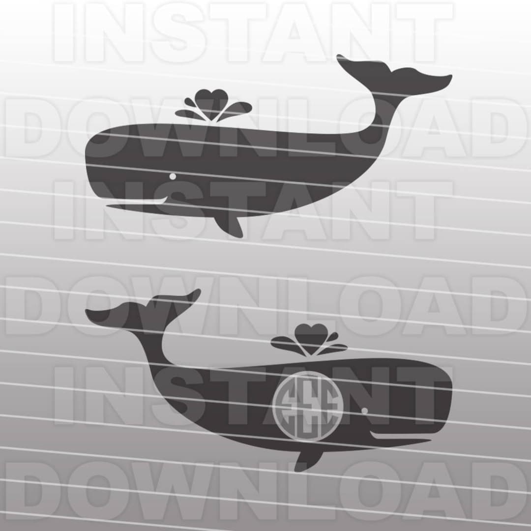 Whale Svg,whales SVG File,monogram Svg-cutting Template-vector Clip Art ...