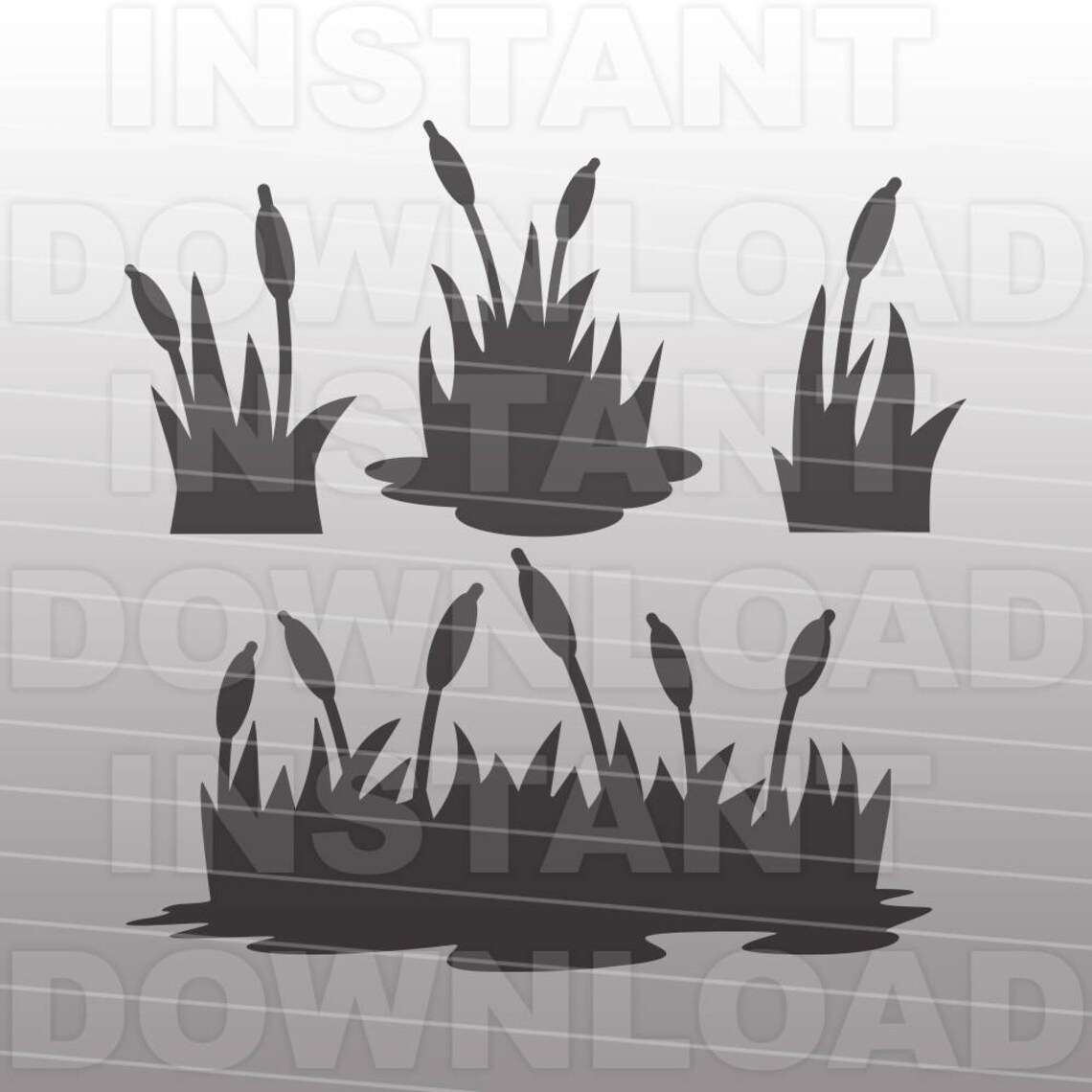 Cattails SVG Filelake Svgriver Svgplants Svglily Pads Svg - Etsy