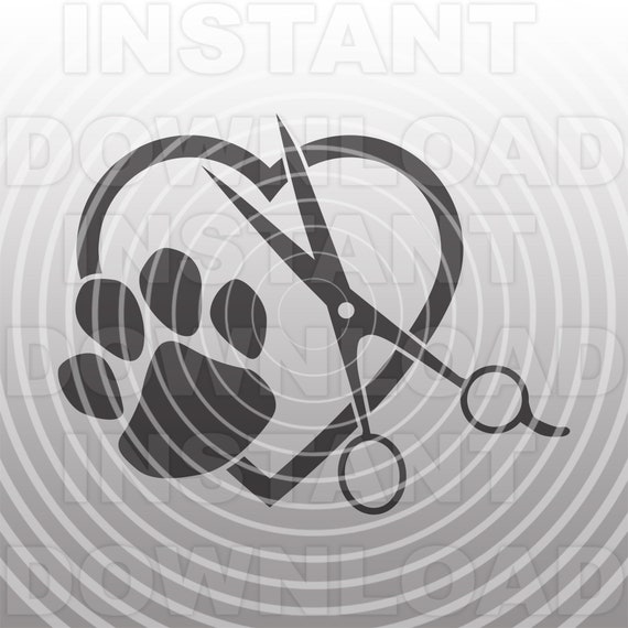 Dog Groomer Svglove Dog Grooming Scissors Paw Print Heart SVG | Etsy