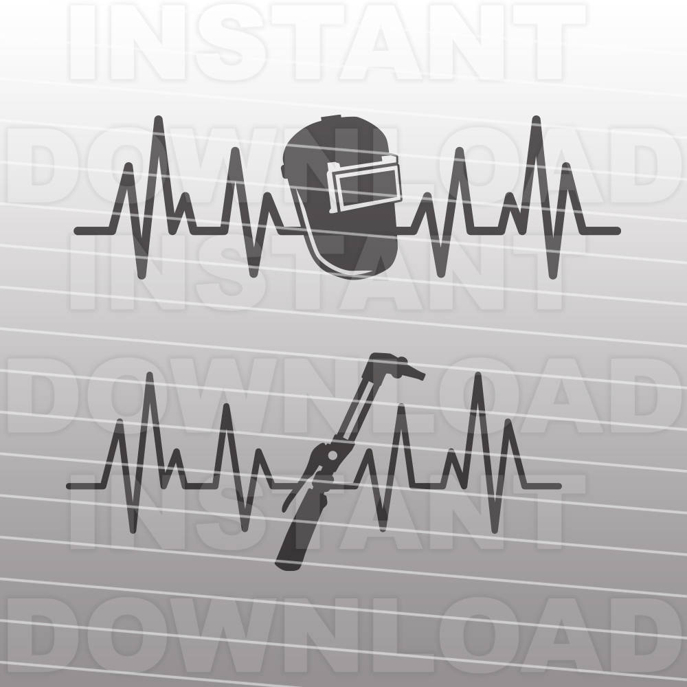 Welding Helmet Torch Heartbeat EKG Pulse SVG File commercial | Etsy