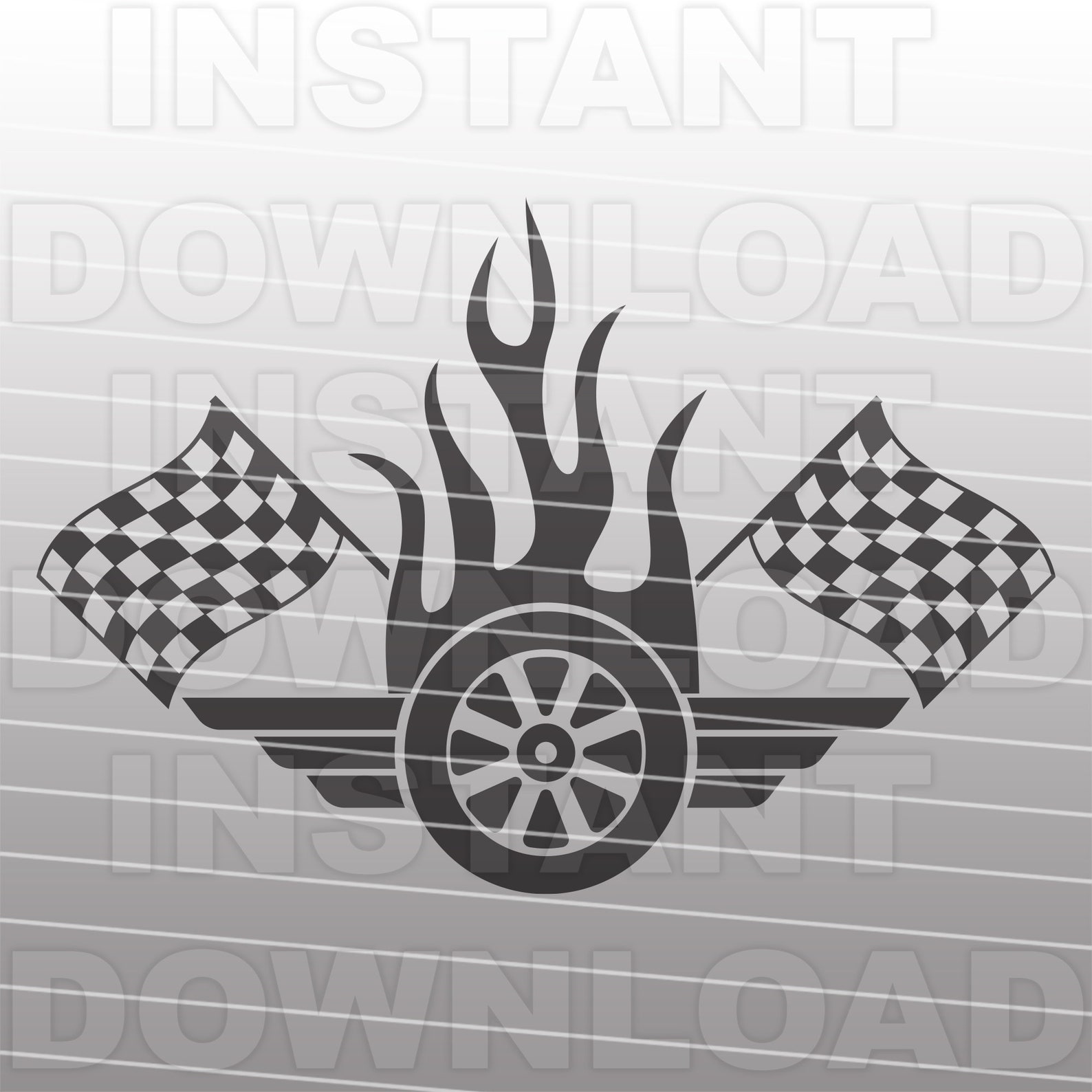 Racing Tire With Checkered Flags SVG Filestock Car Racing SVG - Etsy