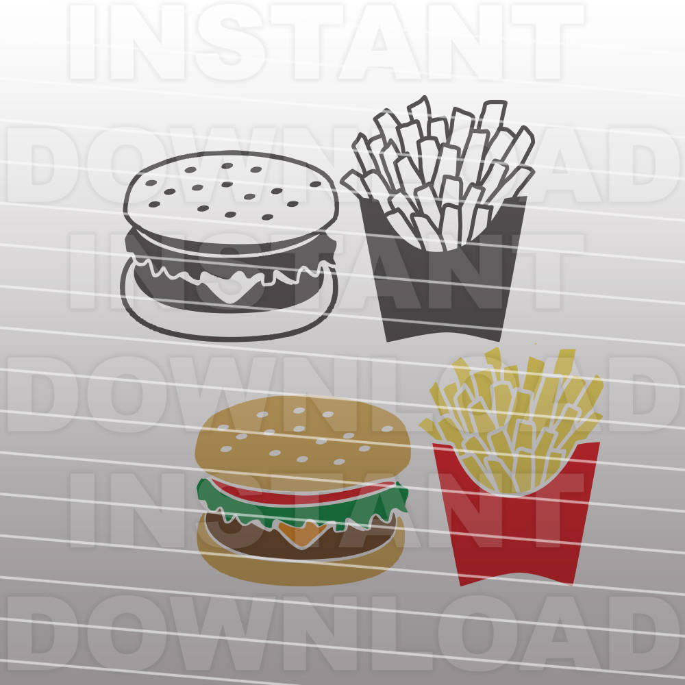 Hamburgers and French Fries SVG FileFast Food SVG Personal & | Etsy