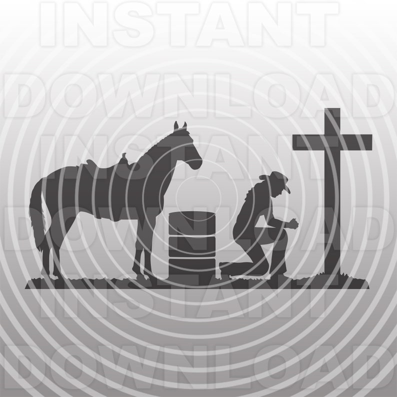 Cowgirl Barrel Racer With Horse Kneeling Praying at Memorial | Etsy