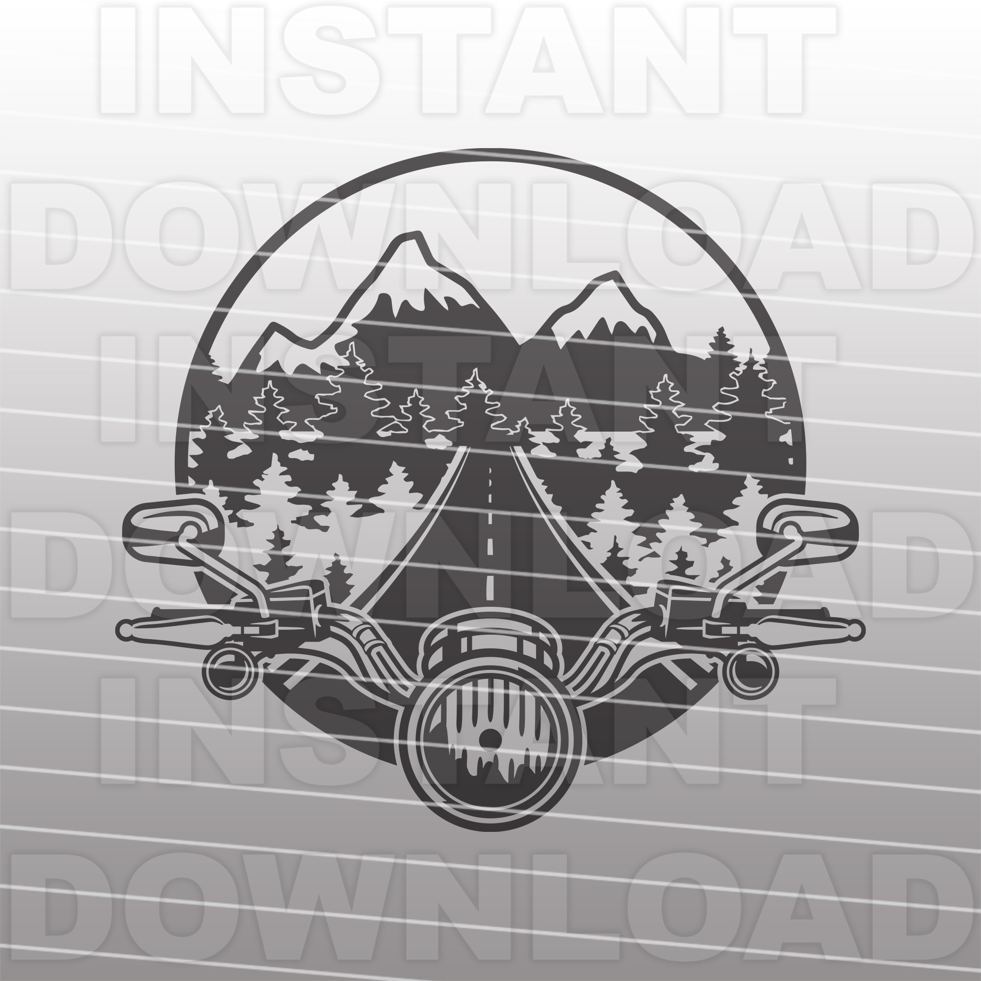 Open Road Highway Motorcycle Handlebars Mountain Scene SVG - Etsy