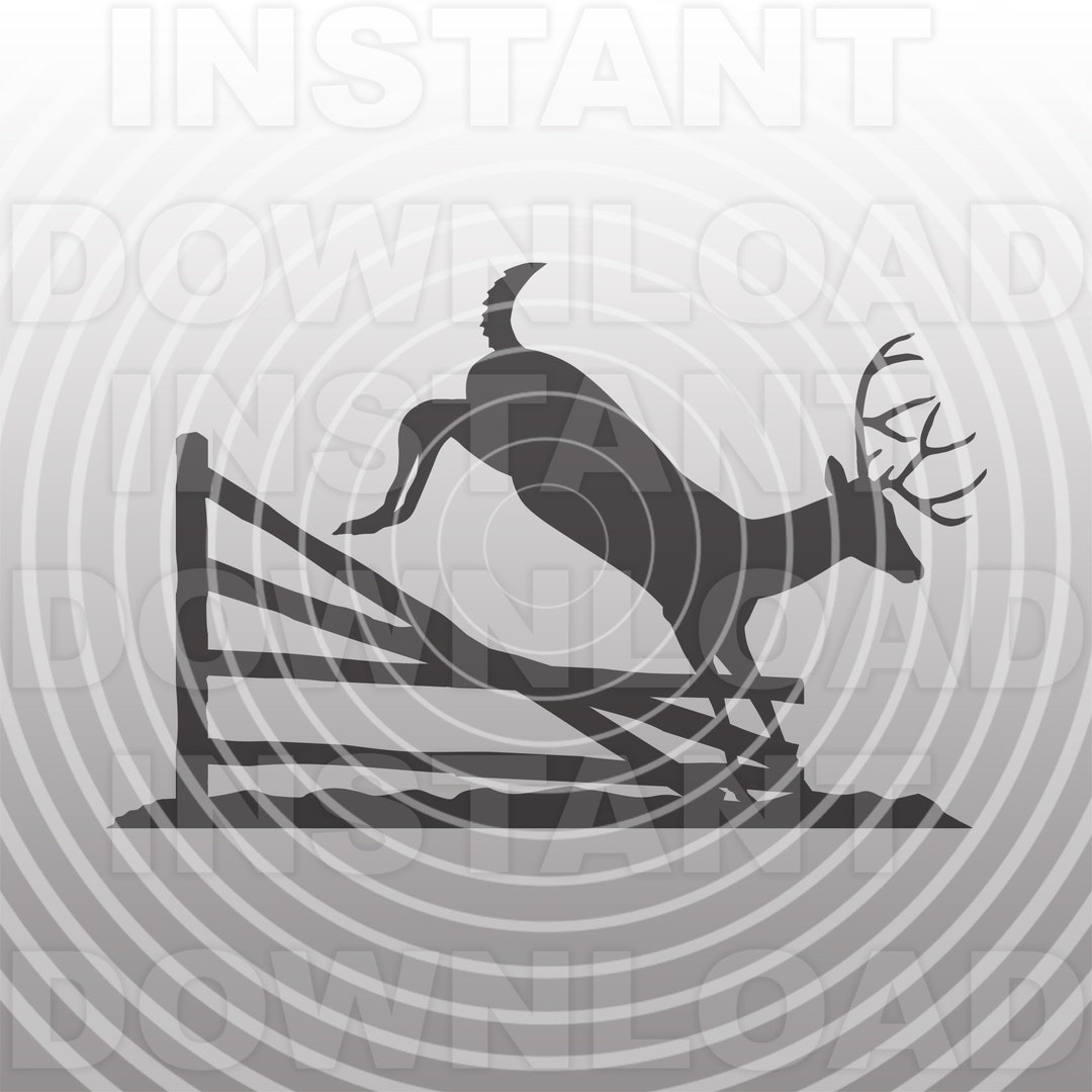 Buck Jumping Fence SVG File,deer Hunter Svg,deer Jumping Scene SVG ...