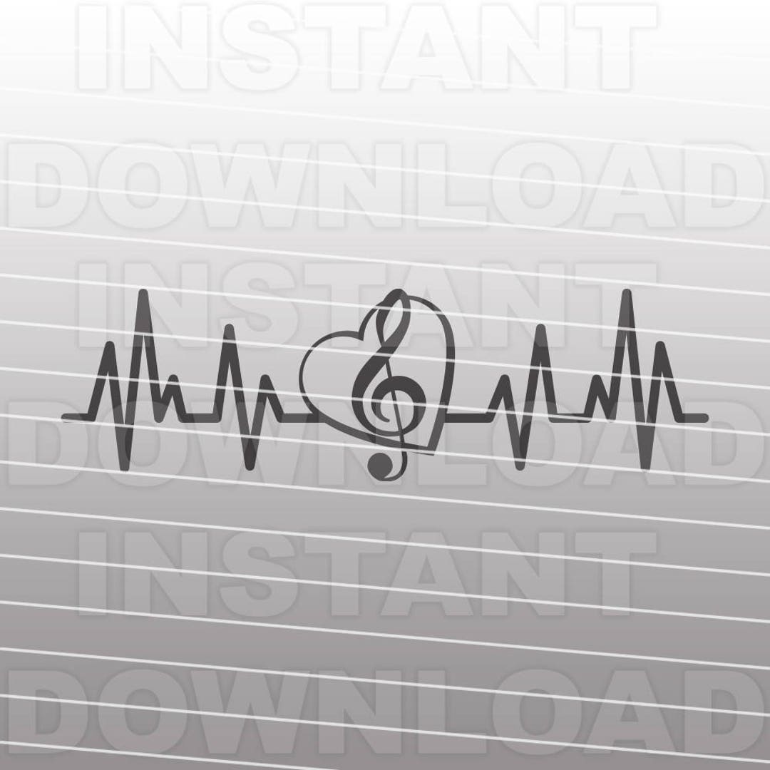 Treble Clef Heart Music Note Heartbeat EKG Pulse SVG File -commercial ...